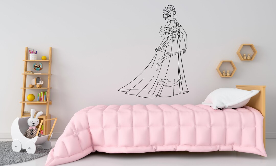 Princess Elsa and Anna Wall Decal Frozen Wall Decor Cartoon Wall ...