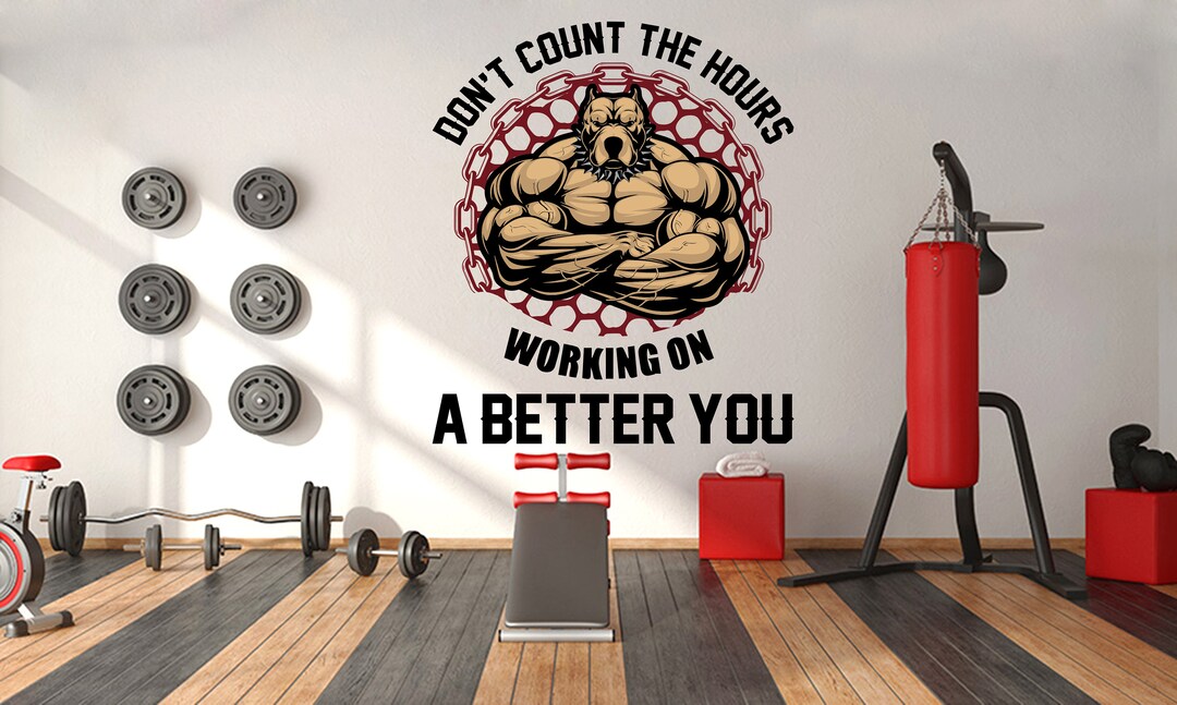 Dog Gym Stickers Doberman Fitness Wall Art Gym Dog Wall Decor Dog ...