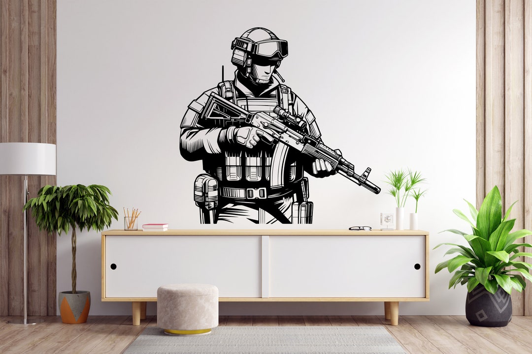 Soldier Wall Decal Military Wall Decal Soldier Wall Art Vinyl Wall Sticker-boy Room 1936EZ - Etsy