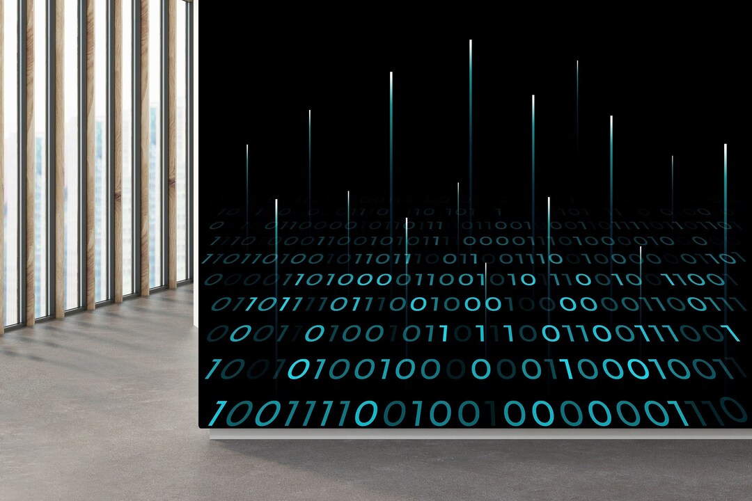 Binary Code Wall Decal, Technology Vinyl Wall Art Decals, Gamer Room ...