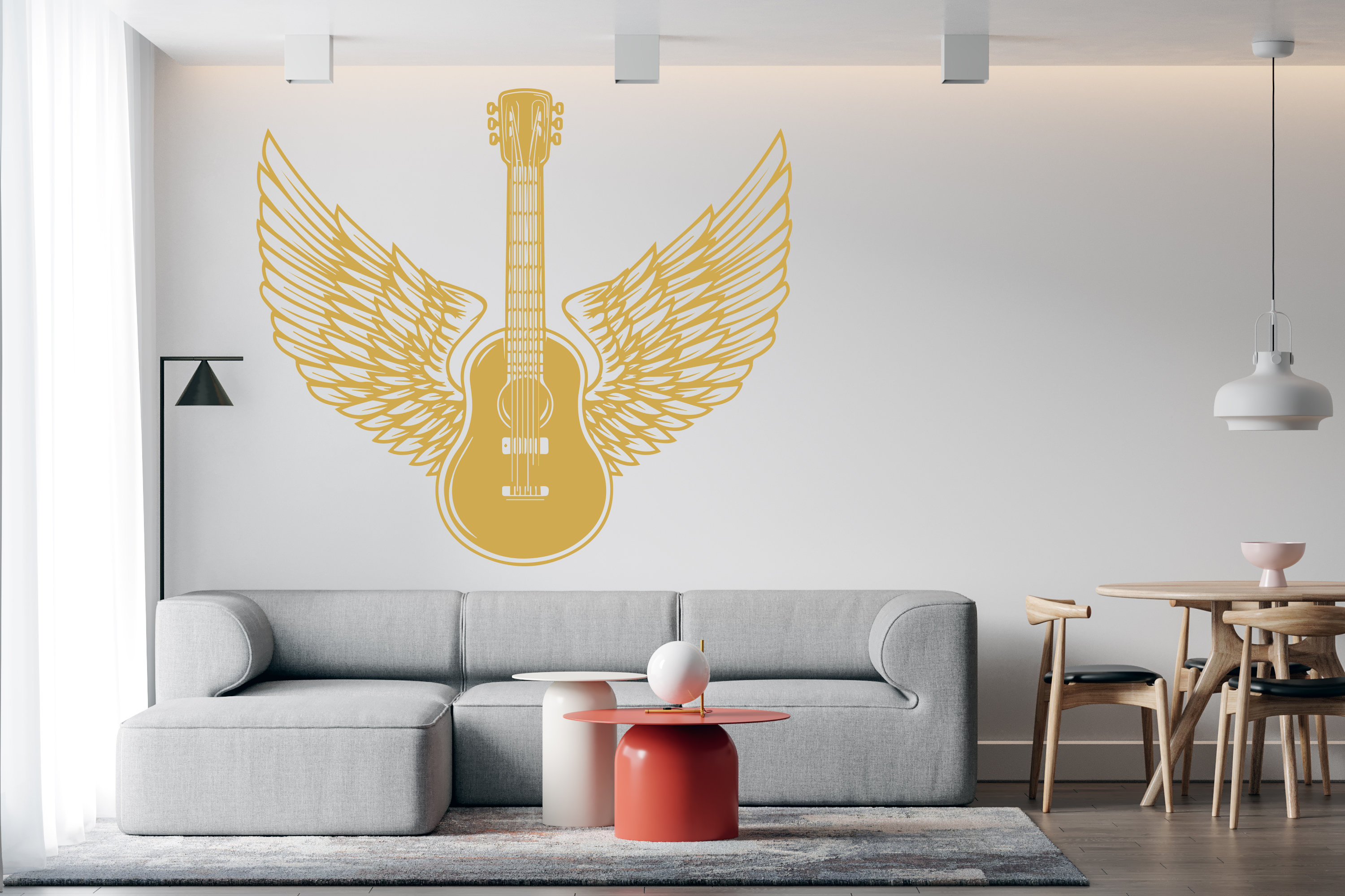 Guitar Wall Decal Angel Wings Guitar Music Wall Decal Music - Etsy