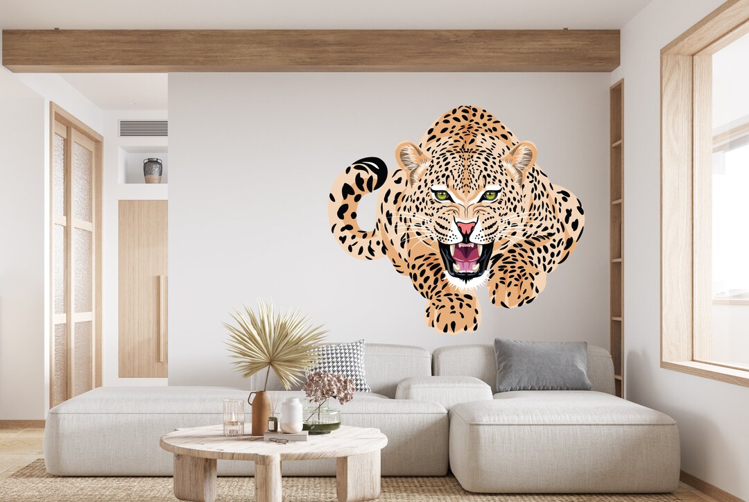 Angry Leopard Wall Decal, Leopard Wall Art, Leopard Head Wall Decor ...