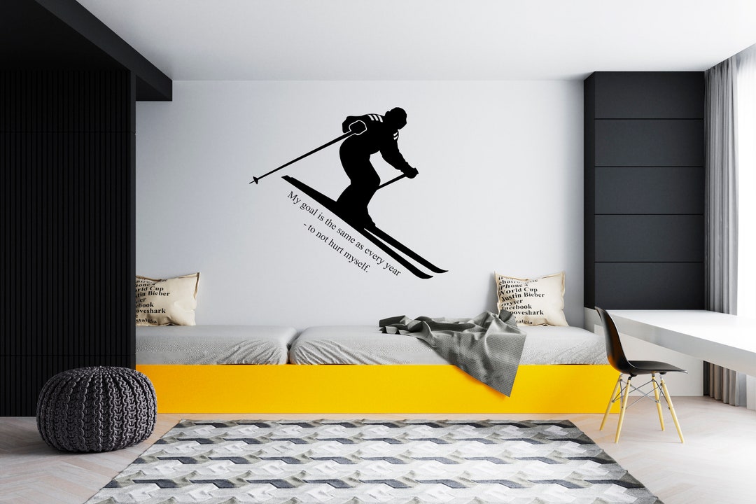 Ski Wall Decal Winter Sports Wall Decor Skiing Wall Art Skier Wall ...