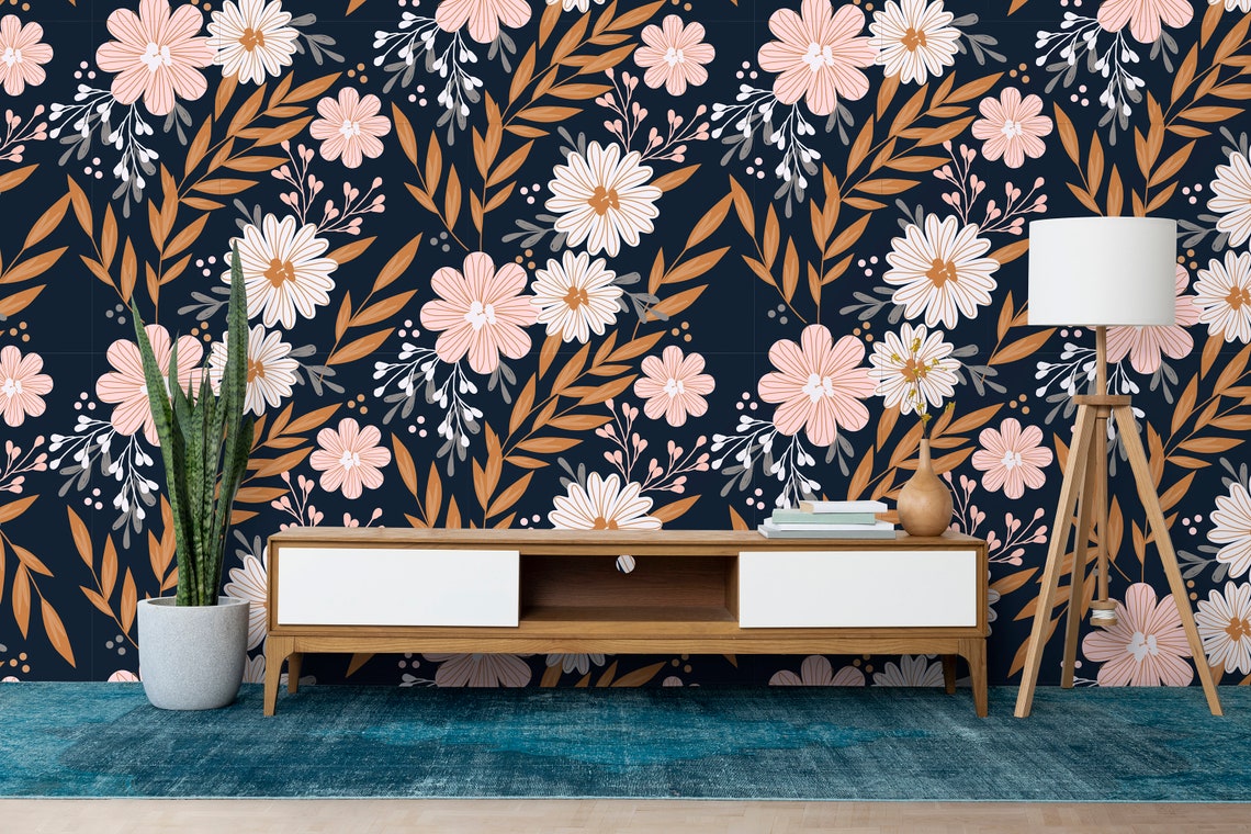 Flower Wallpaper Floral Wallpaper Floral Wallpaper Seamless | Etsy