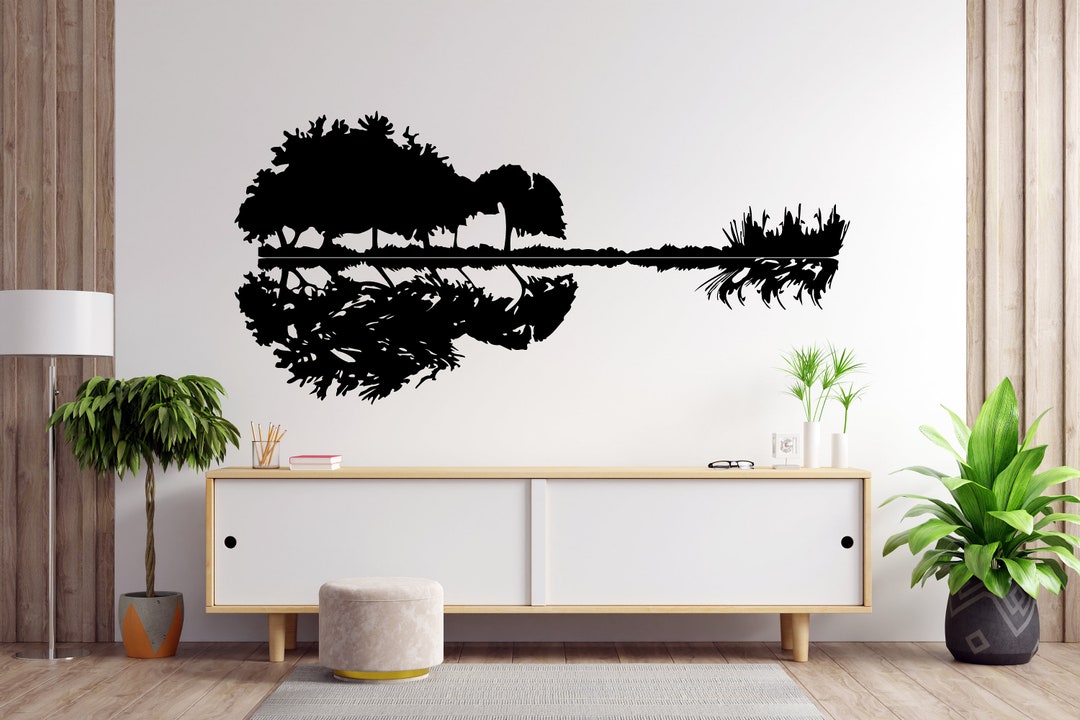 Guitar Wall Decal, Nature Guitar Music Wall Decal Guitar Wall Sticker ...