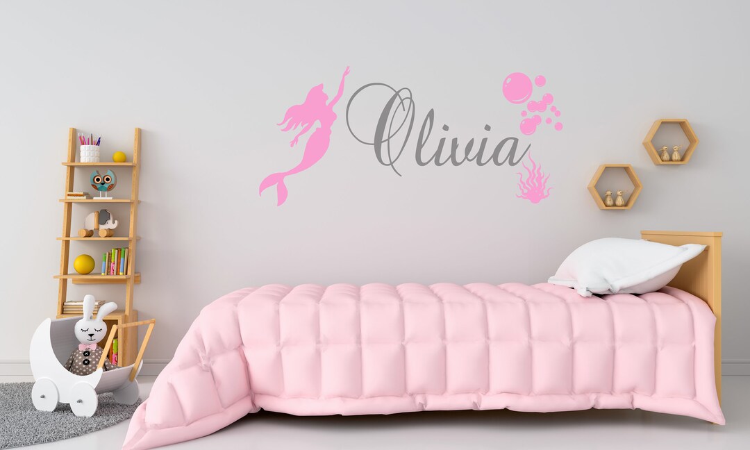 Personalized Name Wall Decal Mermaid Wall Decal Custom Name Wall Decal ...