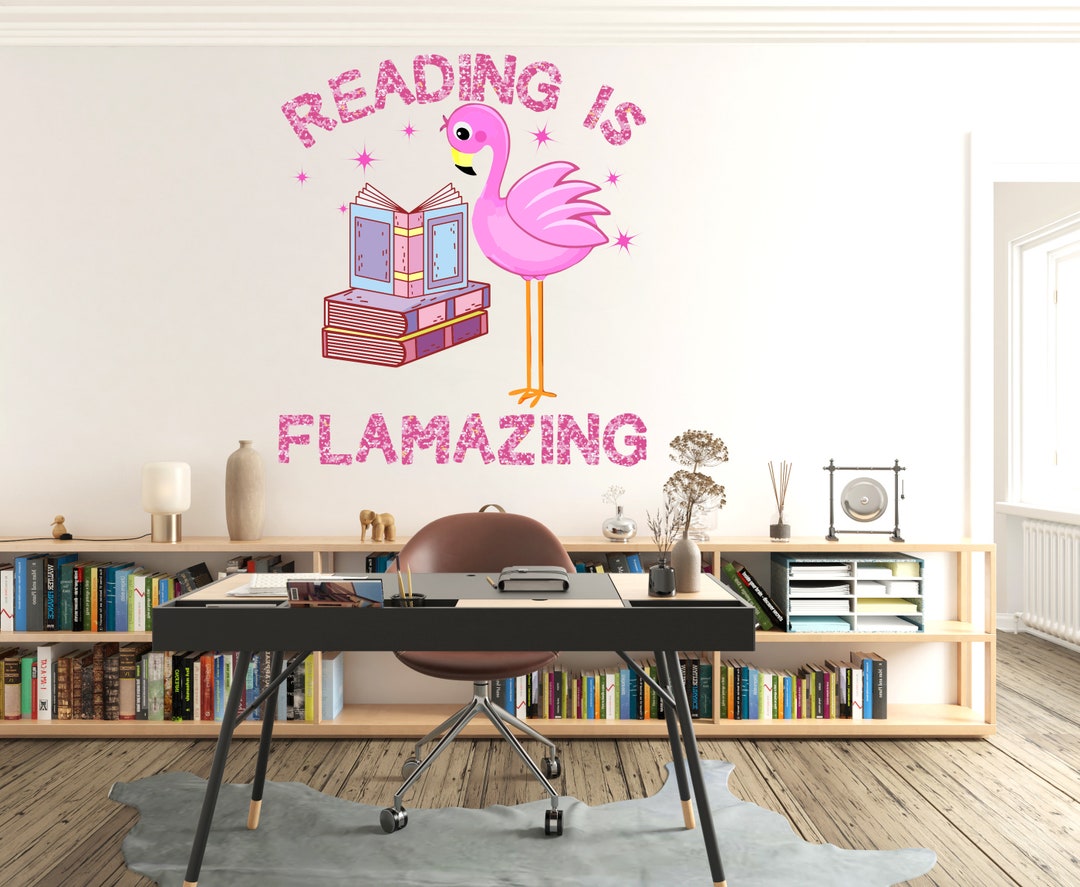 Flamingo Tales – Reading Quote Wall Decal | Peel & Stick 128EZ - Etsy