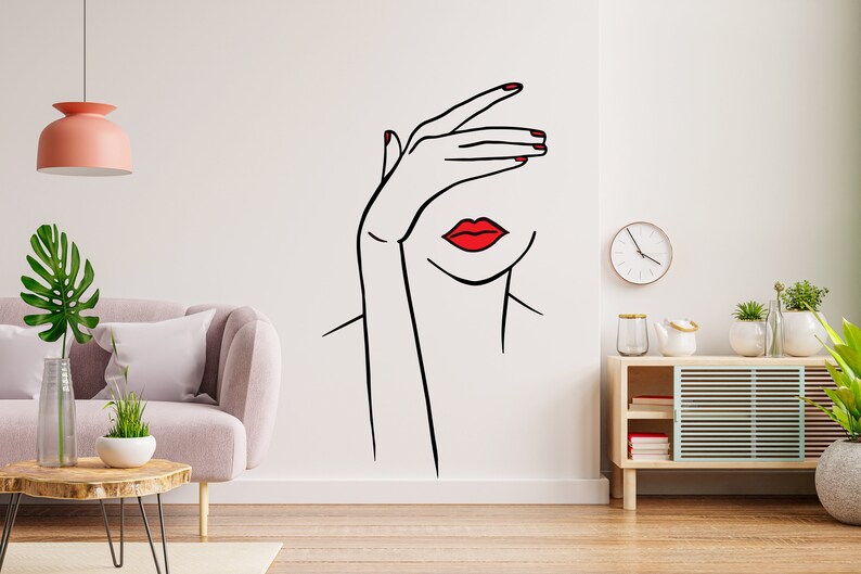 Soft Gaze – Minimal Female Line Art Wall Decal | Peel & Stick 887EZ - Etsy