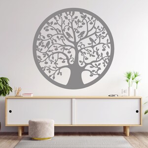 Large Round Tree of Life With Birds Wall Art Tree Wall Decal, Tree Art ...