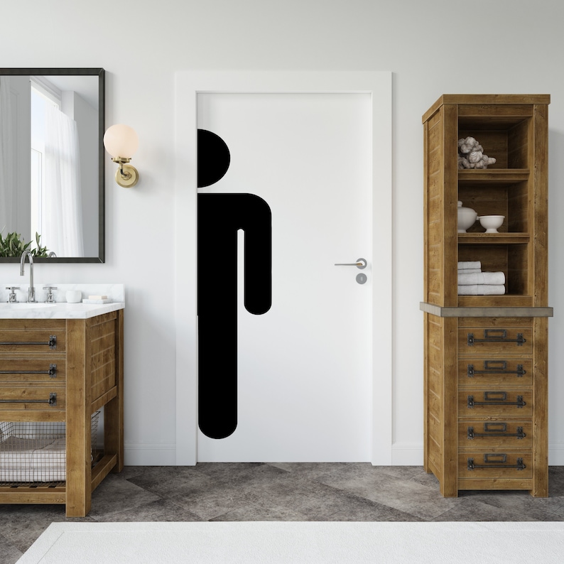 Bathroom Man Sign Decal, Bathroom Door Decal, Bathroom Door Sign ...