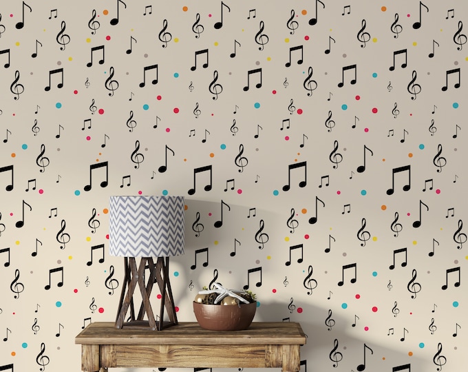 Music Instruments Wallpaper / Brick Wall Wallpaper / Colorful Wallpaper ...