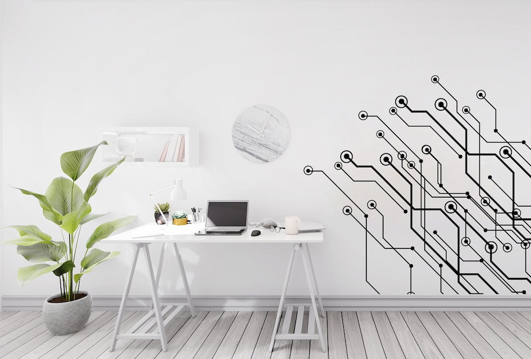 Circuit Board Office Wall Decal, Technology Vinyl Wall Art Decals ...