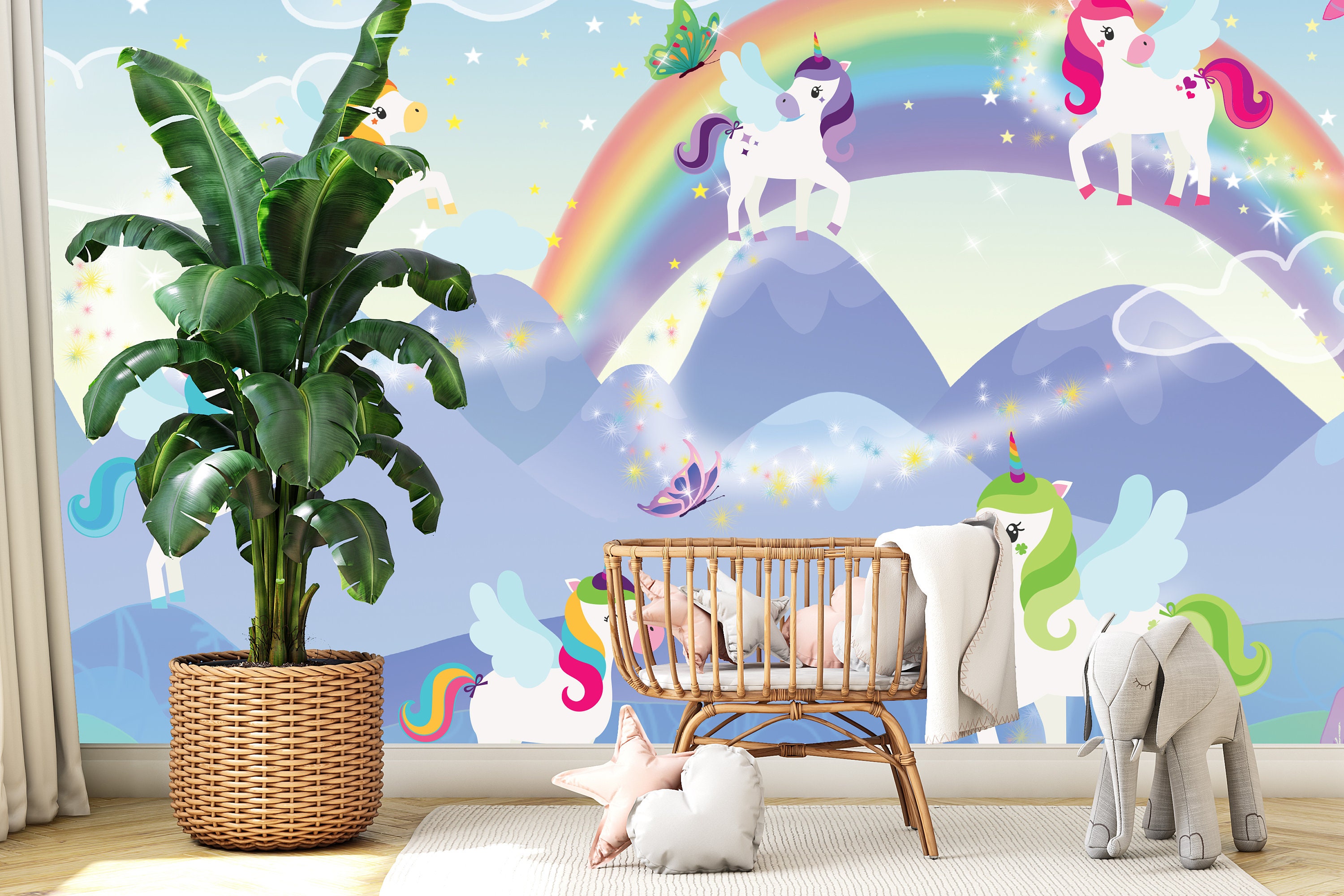 Unicorn Mural unicorn Mural Unicorn Magical Girls Room Mural - Etsy