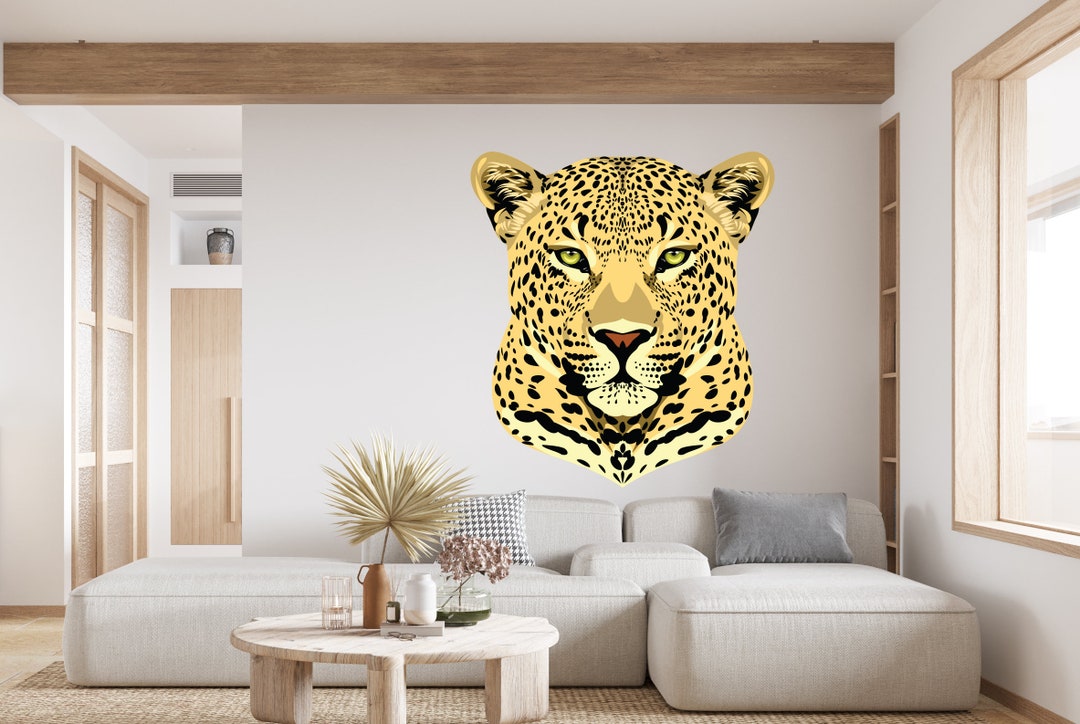 Leopard Wall Decal, Leopard Wall Art, Leopard Head Wall Decor Leopard ...