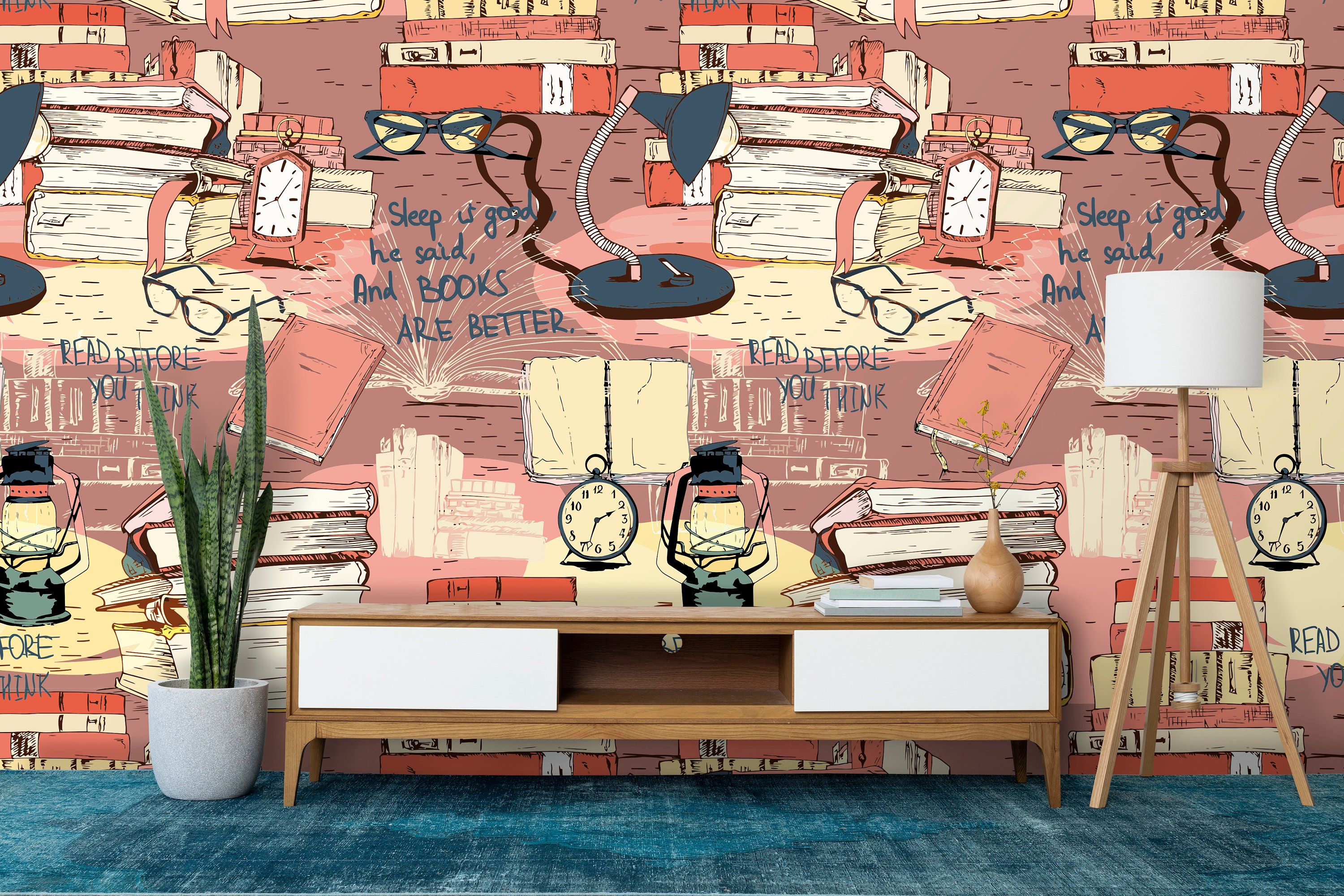 Library Wallpaper Library Vintage Wallpaper Books Lover Wall | Etsy