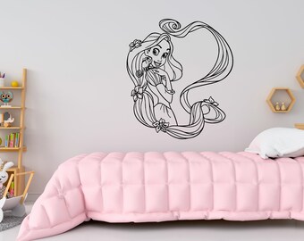 Princess Rapunzel Wall Decal Rapunzel Wall Decor Cartoon Wall Sticker ...