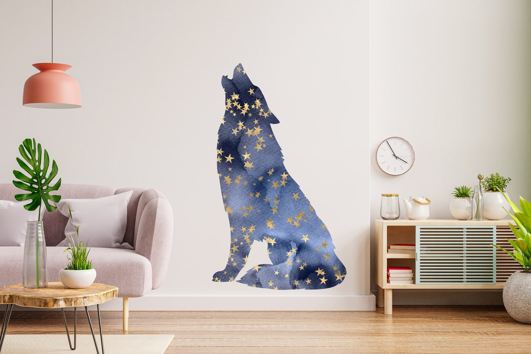 Wolf Wall Decal, Wolf Stars Wall Art, Wolf Costellation Wall Decor Wolf ...