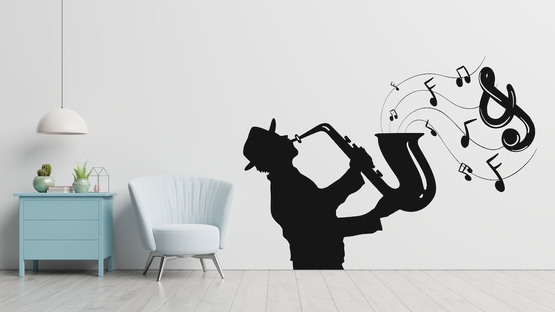 Saxophone Notes Jazz Wall Art, Music Wall Decor, Jazz Lover Gift, Cafe ...