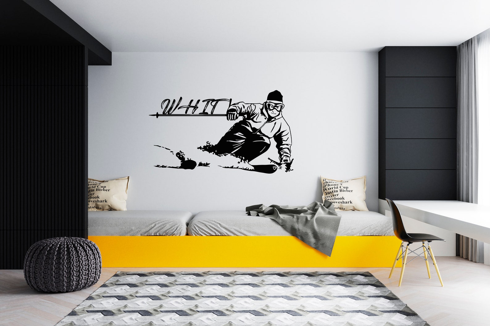 Ski Wall Decal Winter Sports Wall Decor Skiing Wall Art Skier - Etsy