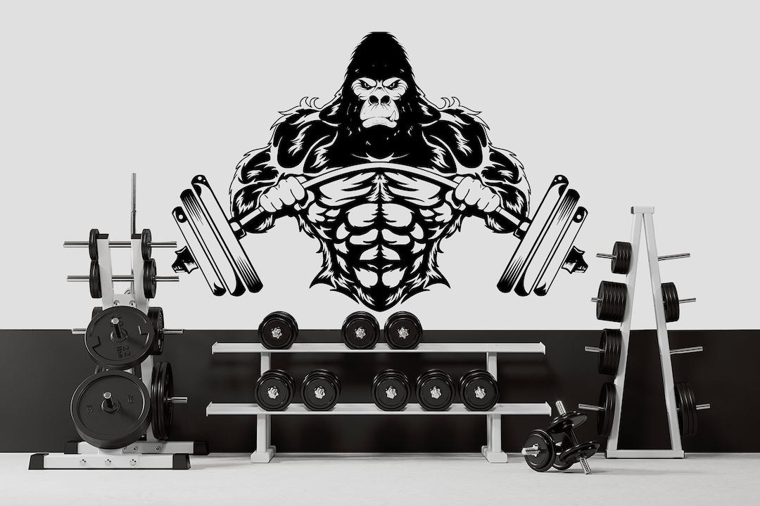 Gorilla Fitness Wall Decal Gym Wall Art Crossfit Wall Stickers Vinyl ...