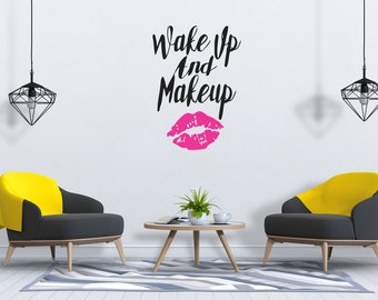 Beauty Salon Wall Decal Makeup Artist Wall Sticker Cosmetics Lipstick ...