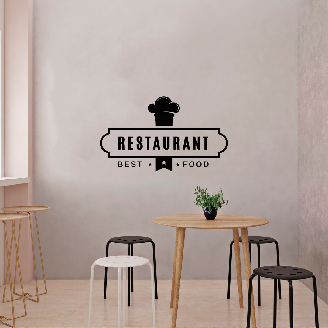 Chef Hat Wall Decal | Restaurant Kitchen Logo Vinyl Sticker | Cafe Wall ...