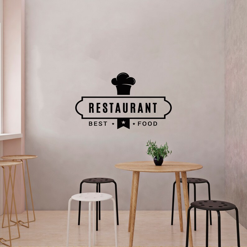 Chef Hat Wall Decal | Restaurant Kitchen Logo Vinyl Sticker | Cafe Wall ...