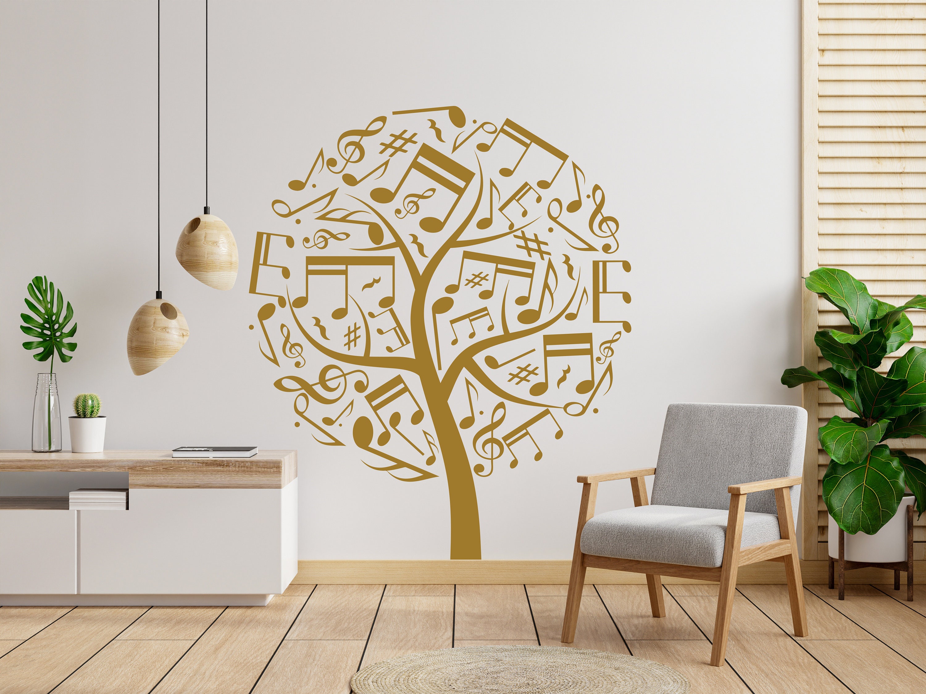 Music Note Tree Wall Decal, Music Lovers Gift, Music Room Decoration ...