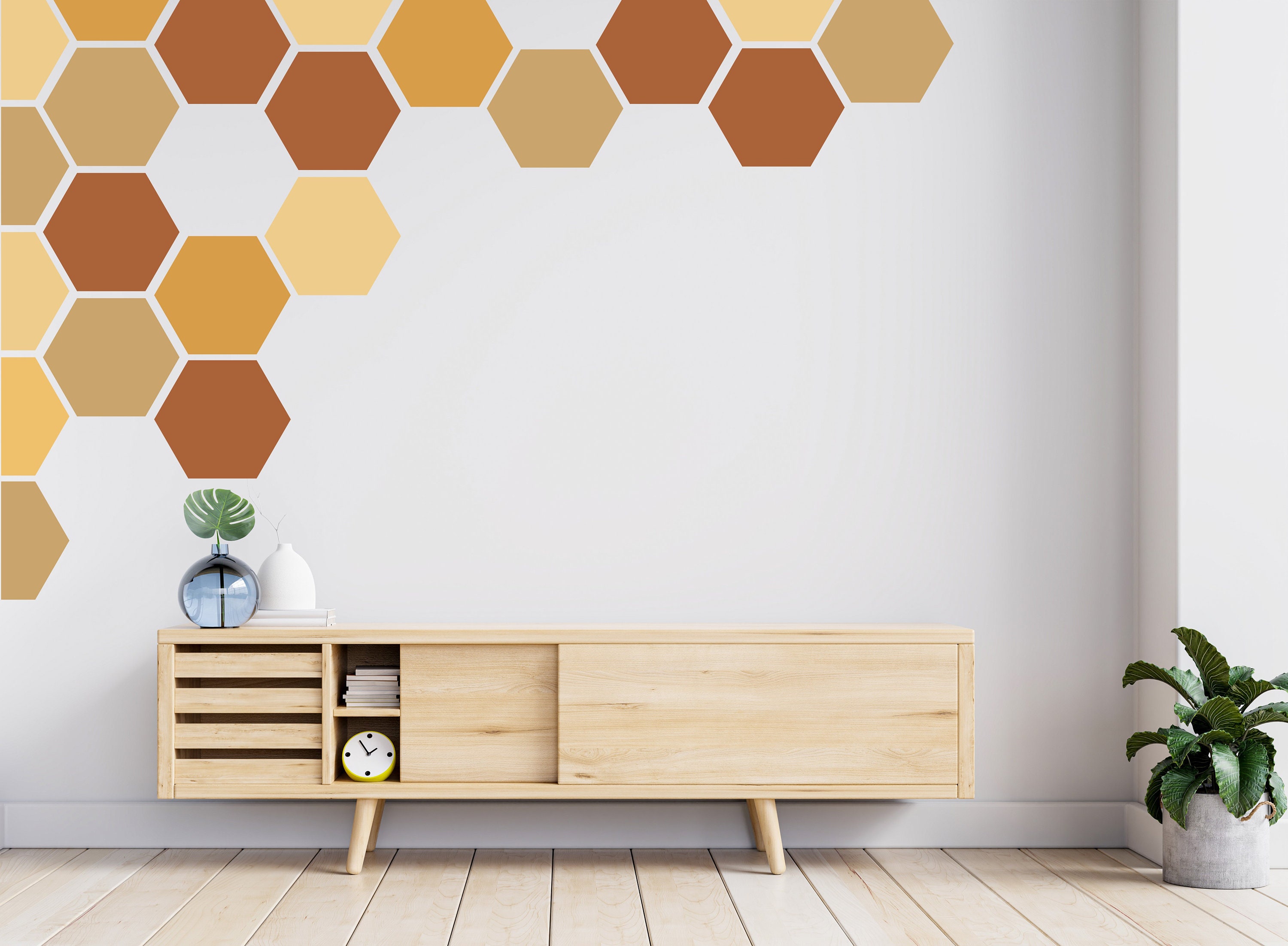 Honeycomb Wall Decor, Gold Honeycomb Wall Decals, Hexagon Vinyl Wall ...