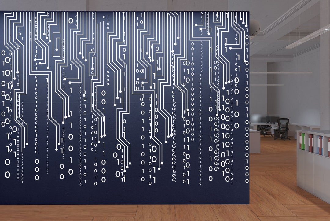 Circuit Board Binary Code Wall Decal, Technology Vinyl Wall Art Decals ...