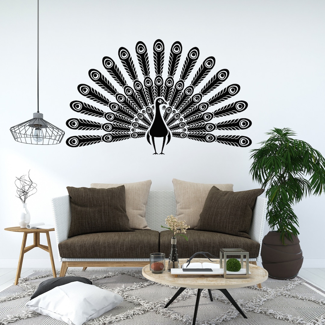 Peacock Wall Decal, Peacock Tail Wall Decal, Peacock Feather Wall Decor ...