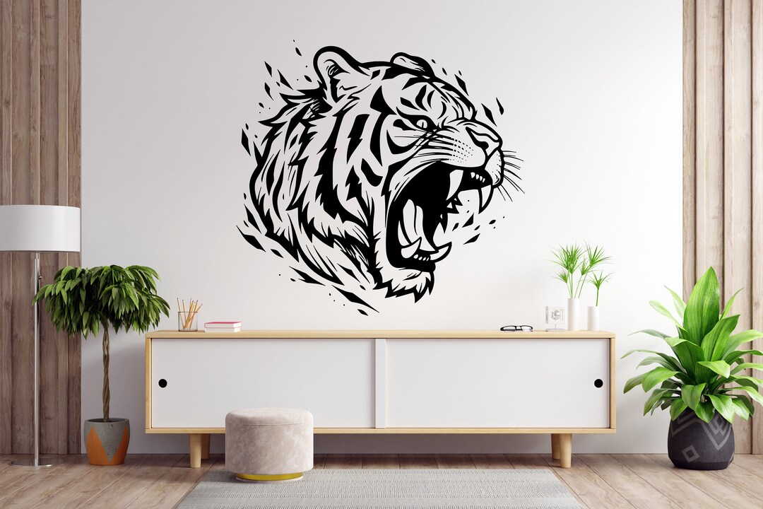 Tiger Head Wall Decal, Tiger Wall Art, Tiger Wall Decor Tiger Wall ...