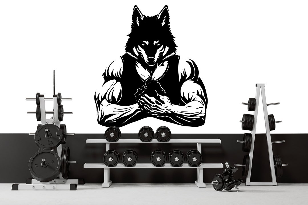 Wolf Fitness Wall Decal Wolf Wall Decor Workout Wall Decal Gym Wall ...