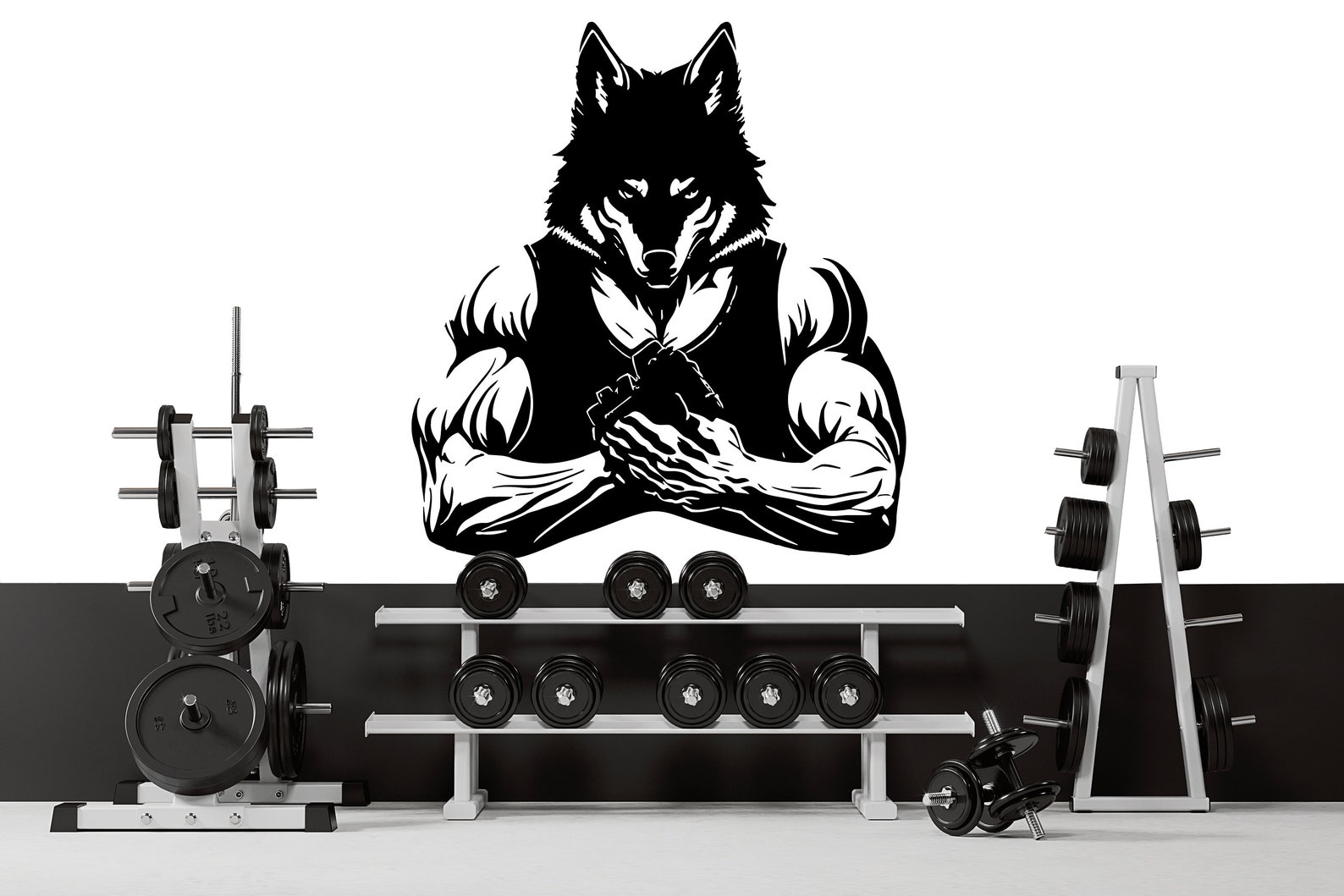 Wolf Fitness Wall Decal Wolf Wall Decor Workout Wall Decal Gym Wall ...