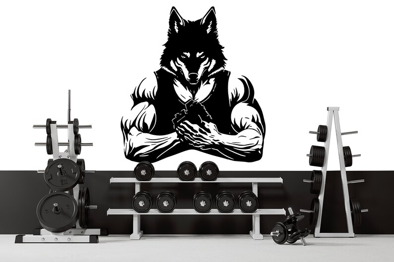Wolf Fitness Wall Decal Wolf Wall Decor Workout Wall Decal Gym Wall ...