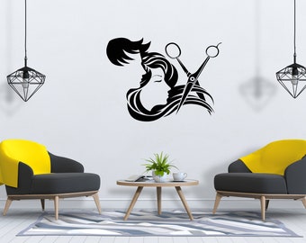 Hair Salon Wall Window Decal Sticker Hair Stylist Hair Tools - Etsy