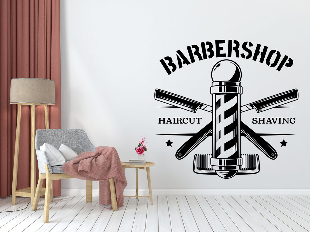 Barber Wall Decal, Barber Wall Decal, Barbershop Wall Decor, Custom ...