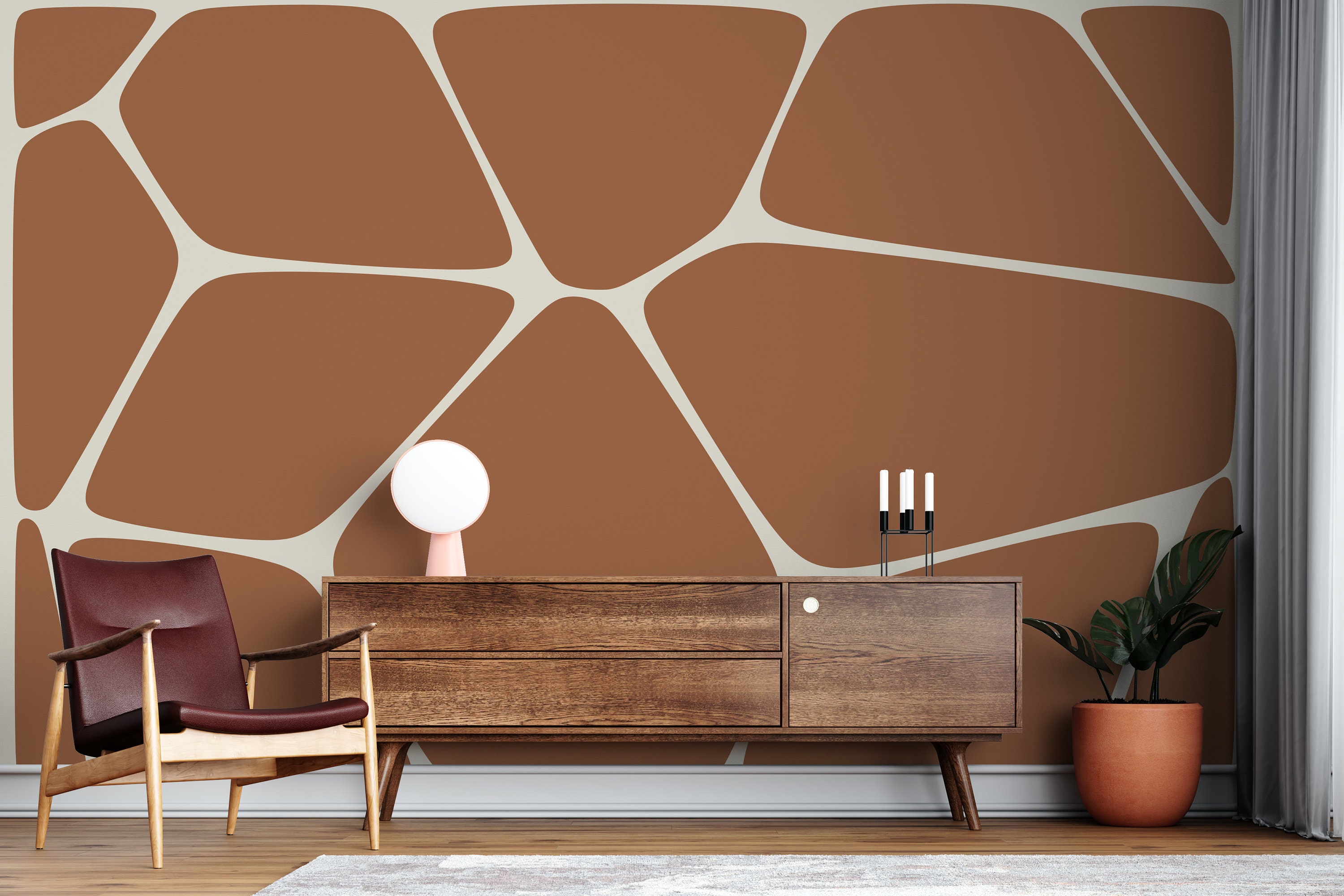 Geometric Mural Mid Century Wall Decor Mural Room Mural | Etsy