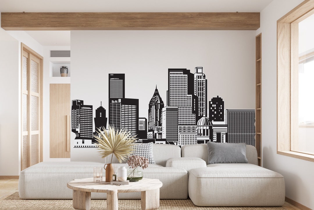 City Wall Decal, Cities Wall Art, Office Wall Art World Map Wall ...