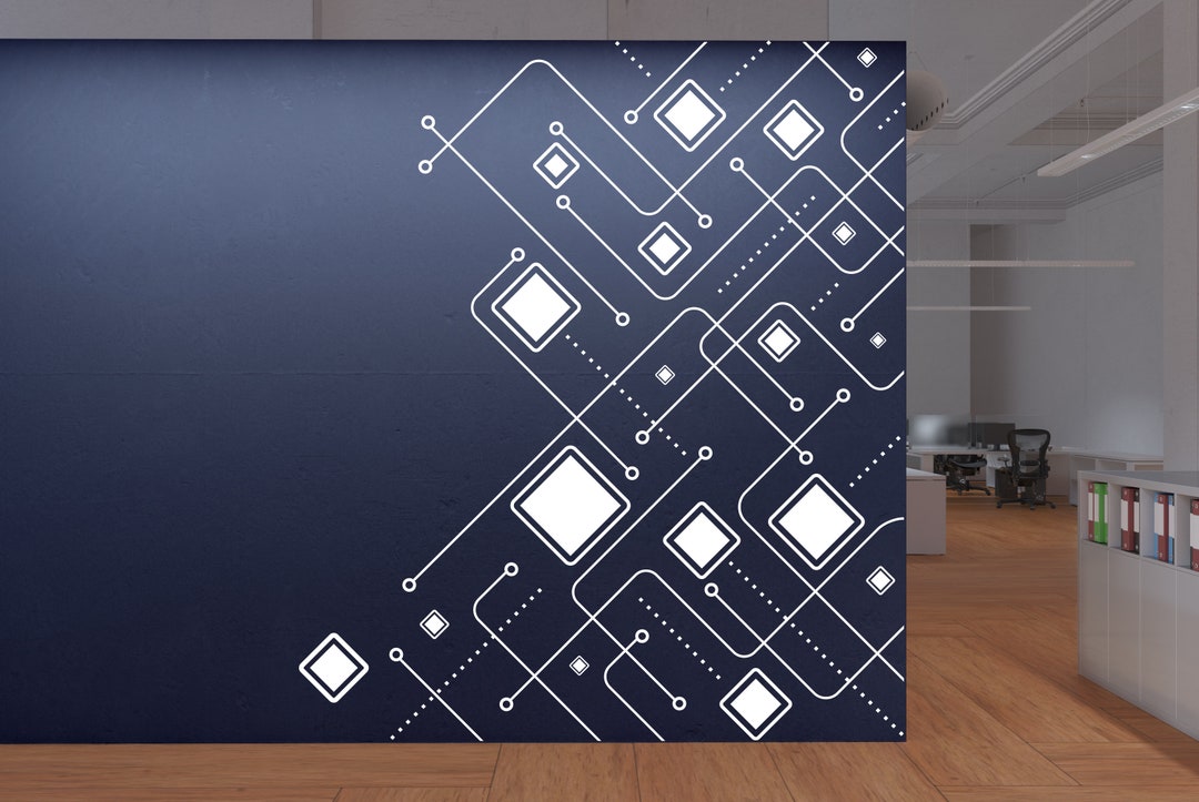 Circuit Board Office Wall Decal, Technology Vinyl Wall Art Decals ...