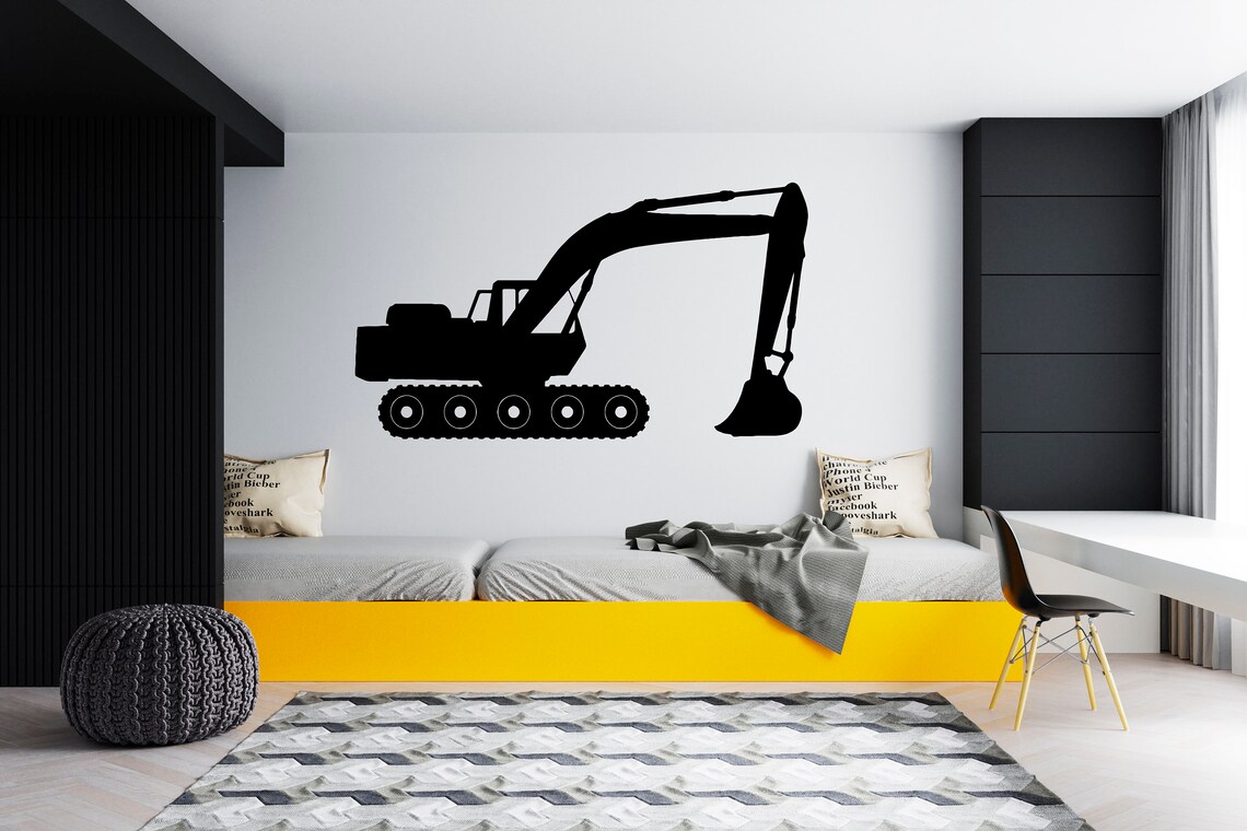 Construction Excavator Wall Decal Heavy Construction Wall Sticker ...