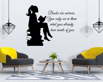 Books Wall Decal Reading Wall Decal Library Wall Decal Book | Etsy