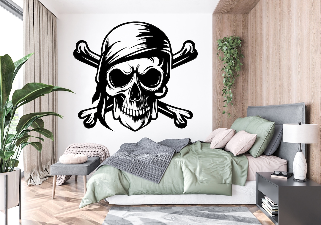 Pirate Skull Wall Decal, Pirate Wall Decal, Pirate Wall Art, Pirate ...