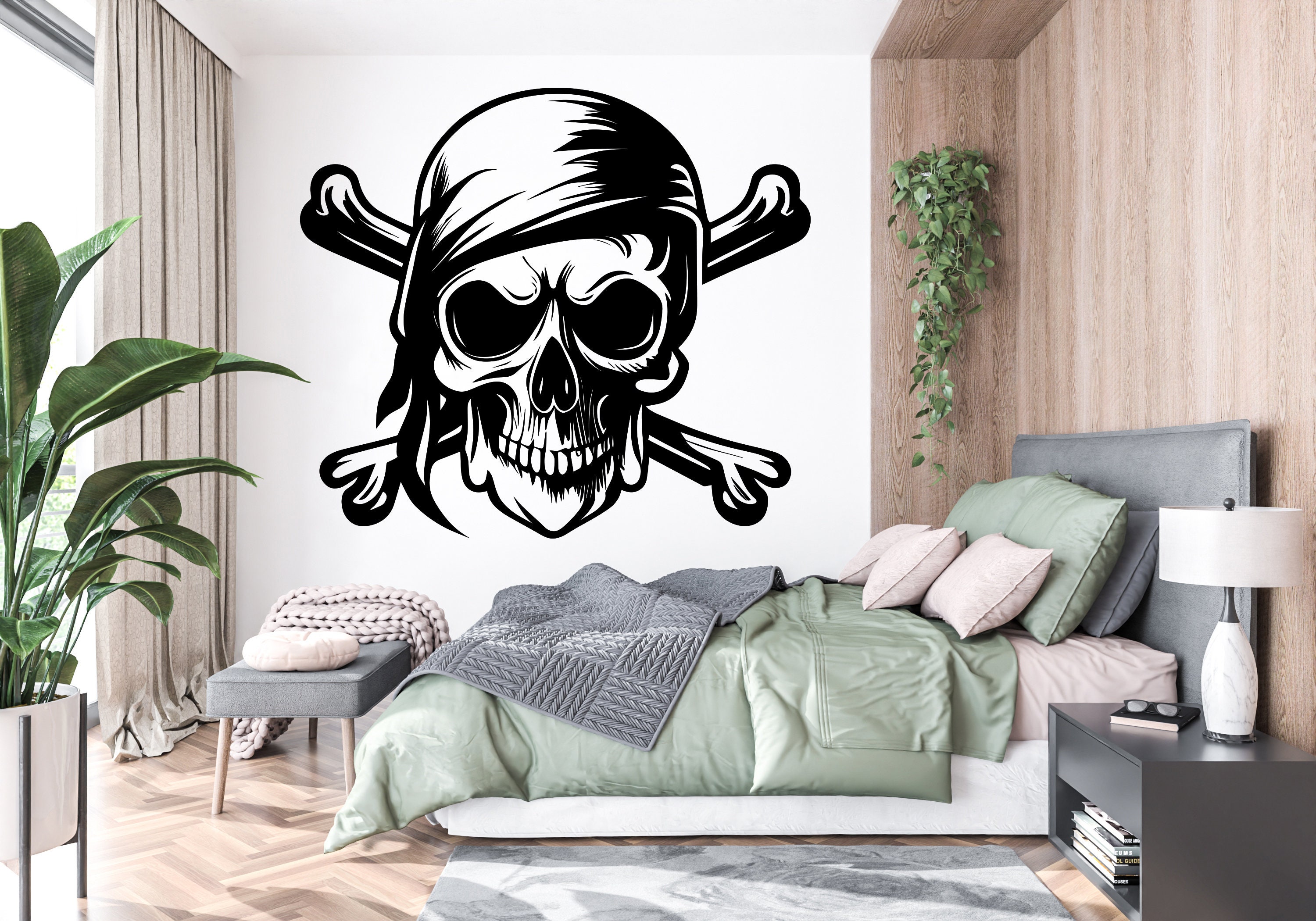 Pirate Skull Wall Decal, Pirate Wall Decal, Pirate Wall Art, Pirate ...