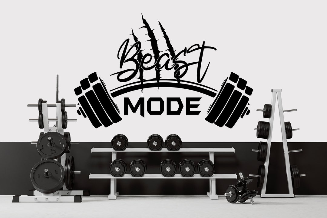 Beast Mode Fitness Wall Decal Gym Wall Art House Crossfit Wall Stickers ...