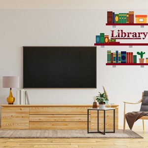 Library Sign Library Decal Wall Art Books Wall Decals Decor Books Wall ...