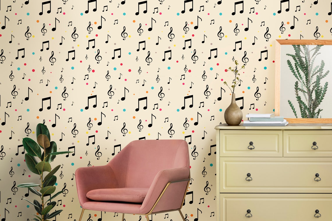 Music Notes Wallpaper Music Art Fabric Wallpaper Seamless - Etsy