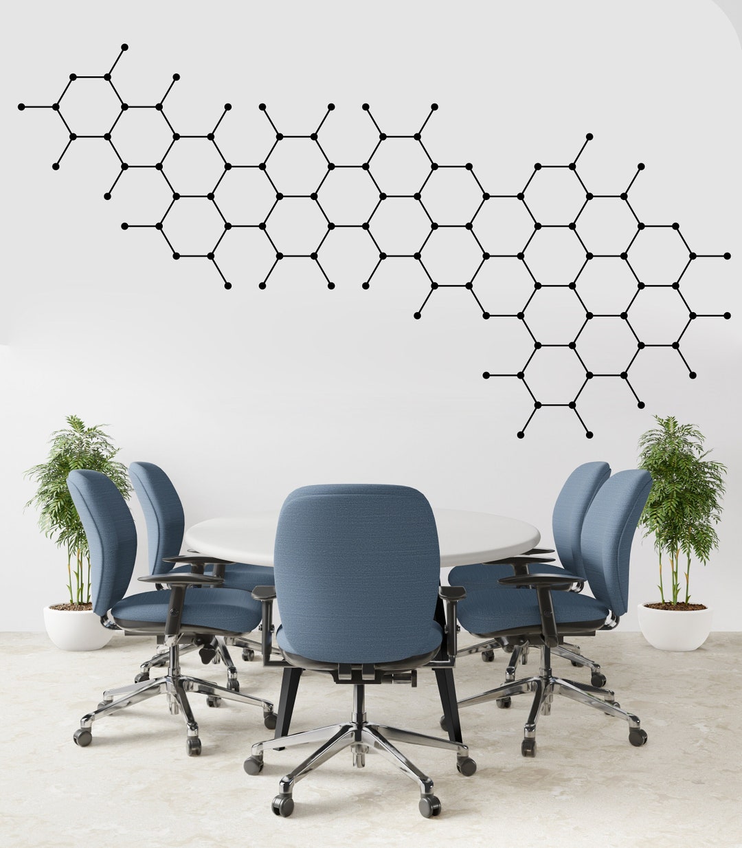 Hexagon Lines Wall Decal, Geometric Wall Decals, Circuit Office Wall ...