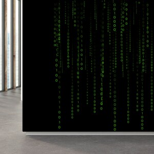 Binary Code Wall Decal, Technology Vinyl Wall Art Decals, Gamer Room ...