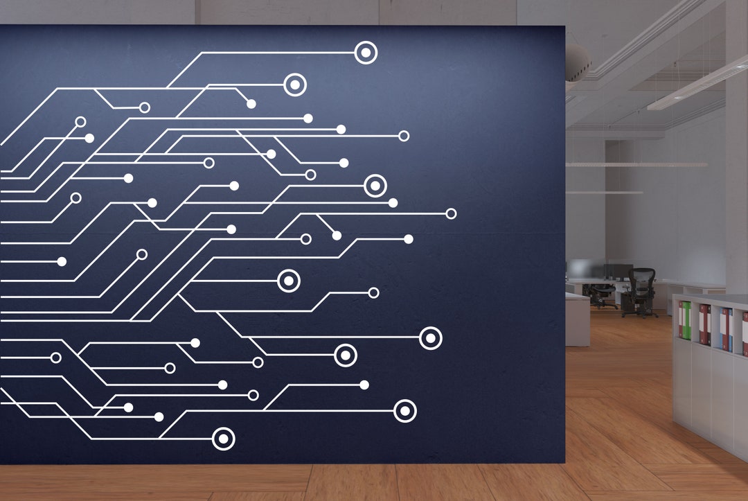 Circuit Board Office Wall Decal, Technology Vinyl Wall Art Decals ...